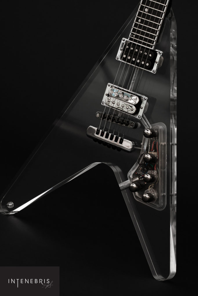 LUCY – CUSTOM LUCITE FLYING V GUITAR – INTENEBRIS